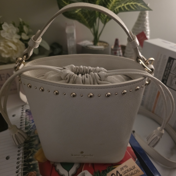 kate spade | Bags | Kate Spade Cream Mini Bucket Bag With Gold Accents ...